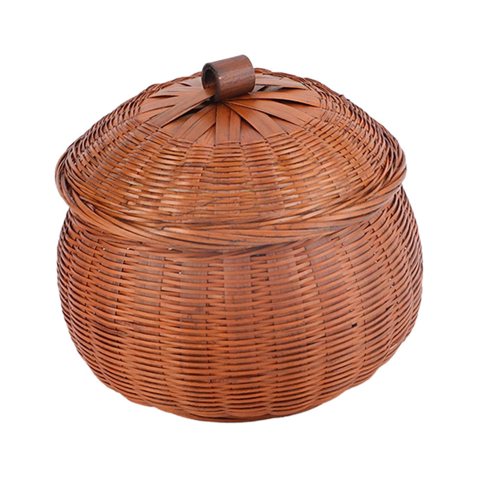 flameer Round Rattan Storage Box Kitchen Organizer Handwoven Pumpkin ...