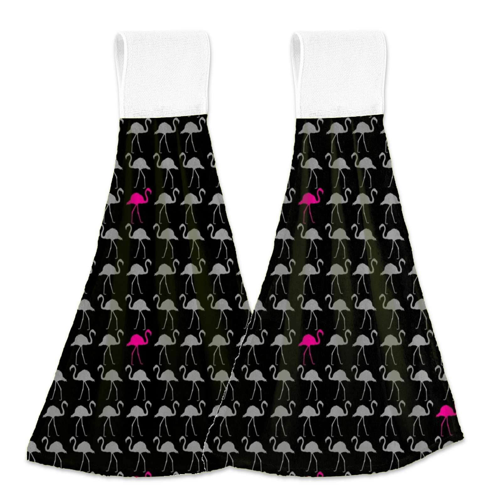 flamingo flock Hanging Kitchen Hand Towels Sets with Loop Hand Towels ...