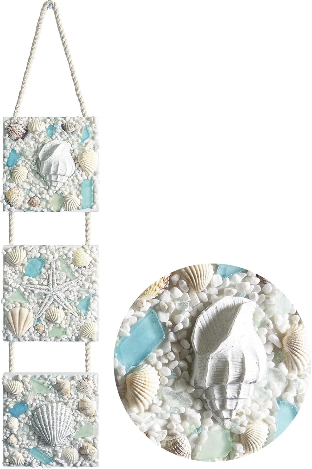 flangairy Coastal Wall Decor 3D Seashell Starfish Conch Wall Hanging ...