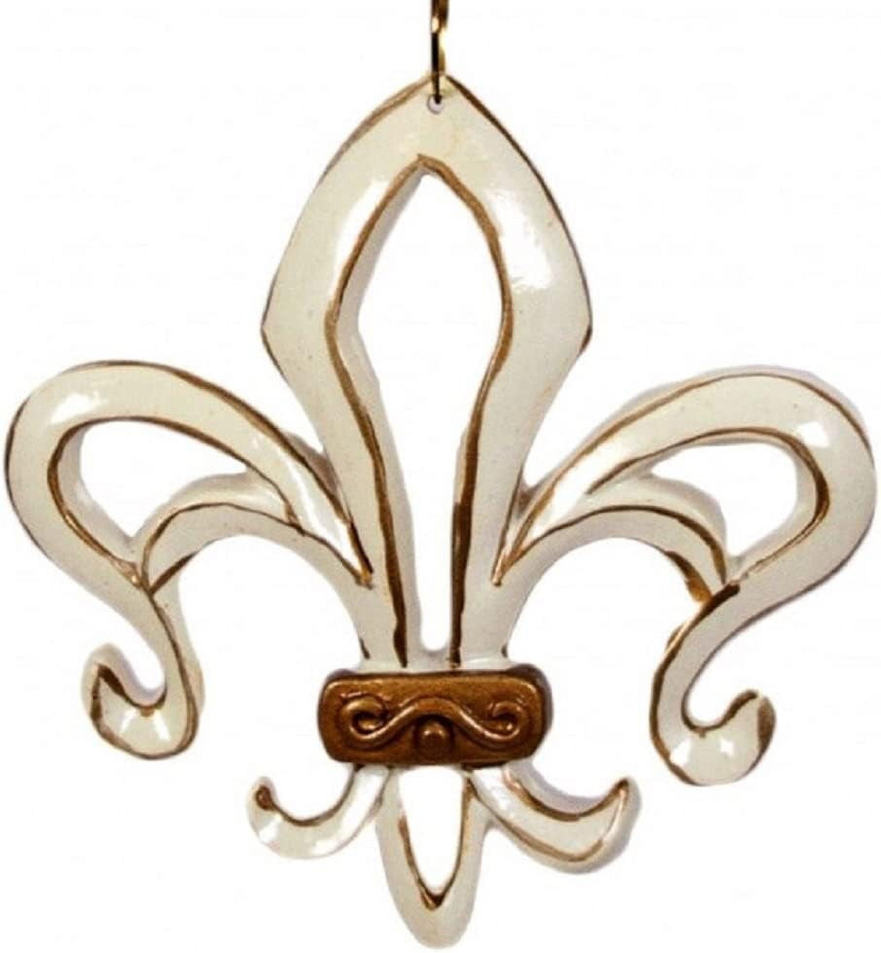fleur de lis white gold glitter tree ornament holiday mardi gras mask ...