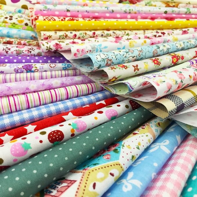 flic-flac 50pcs 12 x 12 inches (30cmx30cm) Cotton Fabric Squares Quilting Sewing Floral Precut ...