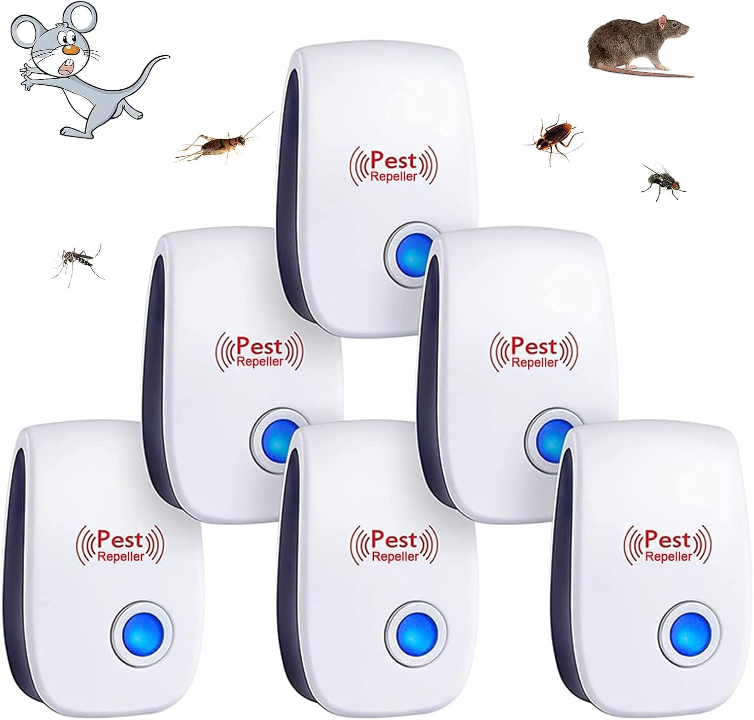 flintronic Pack of 6 Mosquito Repellent Ultrasonic Insect Repellent ...