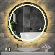 LED Lighted Smart Bathroom Mirror / Clock / Temperature / Magnifying ...