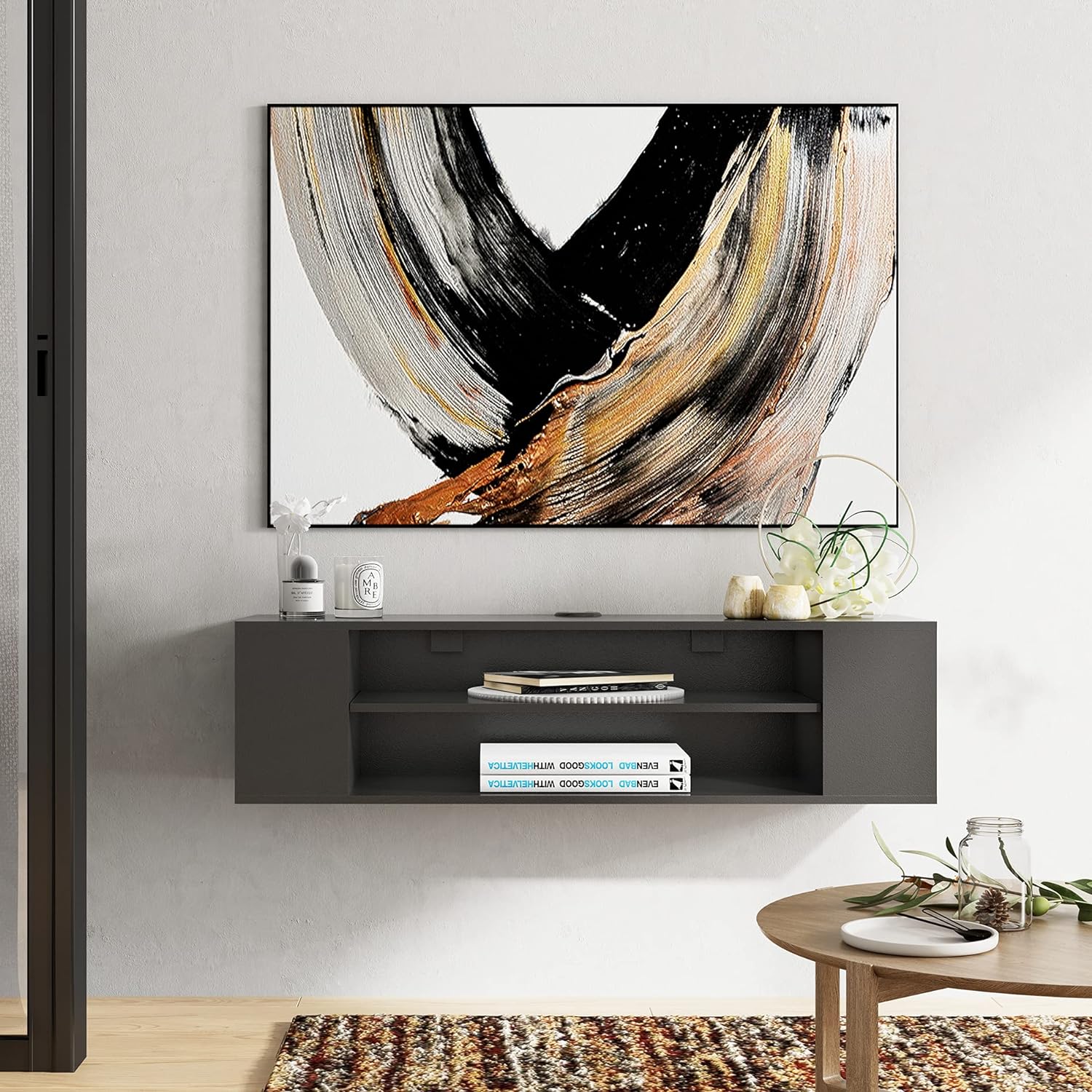 **floating tv stand shelf wall mounted entertainment center cabinet ...