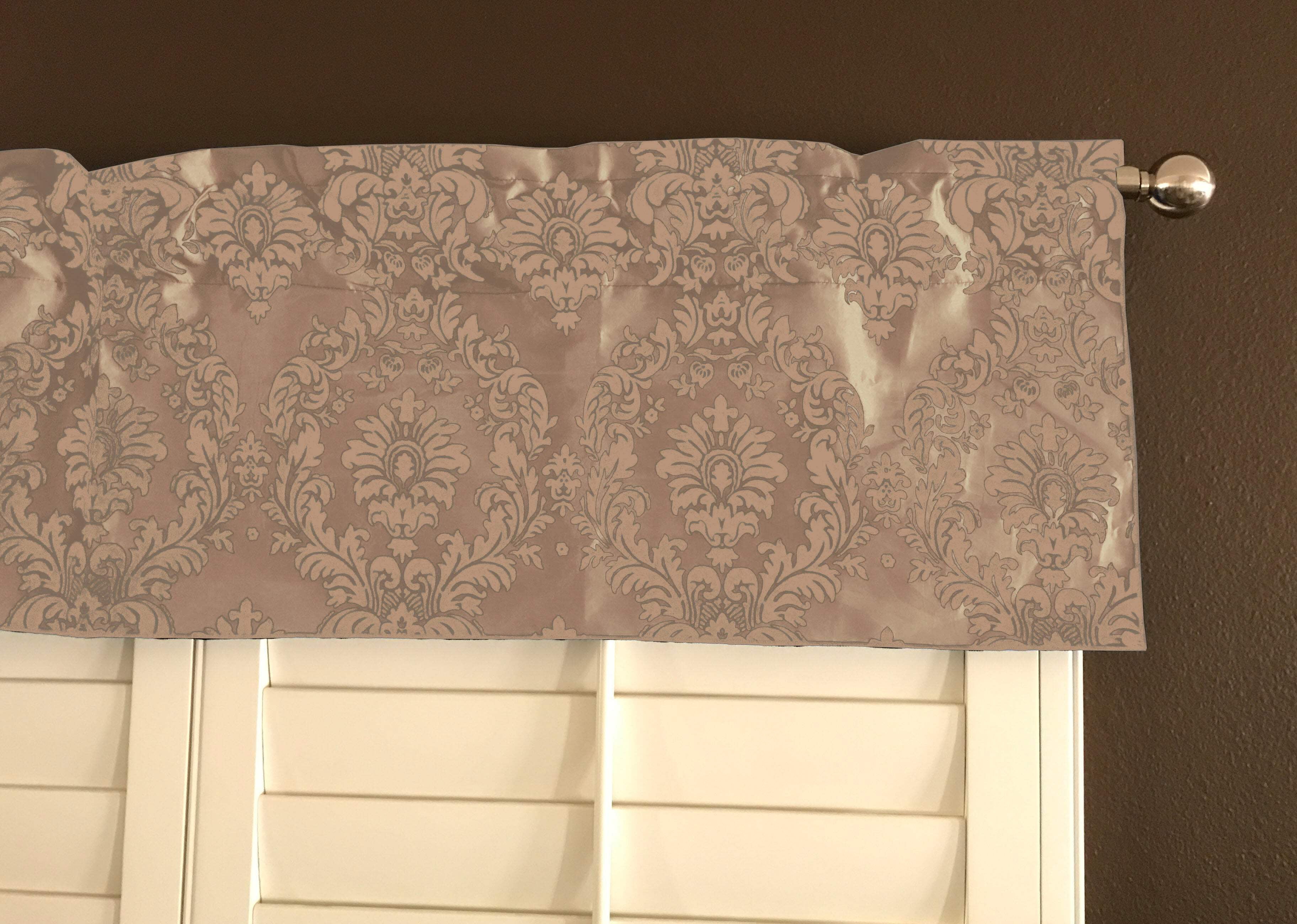 flocking damask taffeta window valance 56 wide beige beige - Walmart.com
