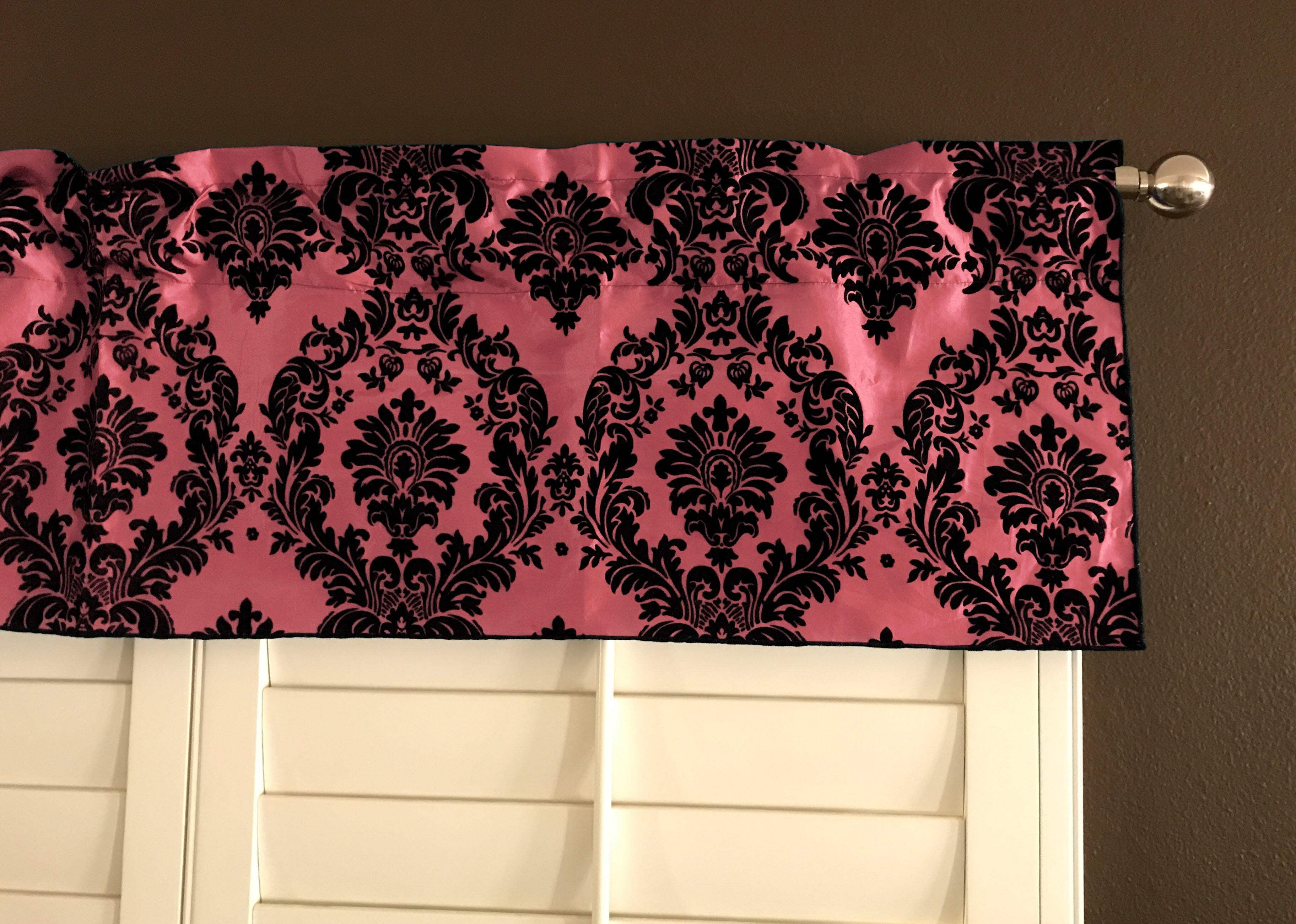 flocking damask taffeta window valance 56 wide coral - Walmart.com