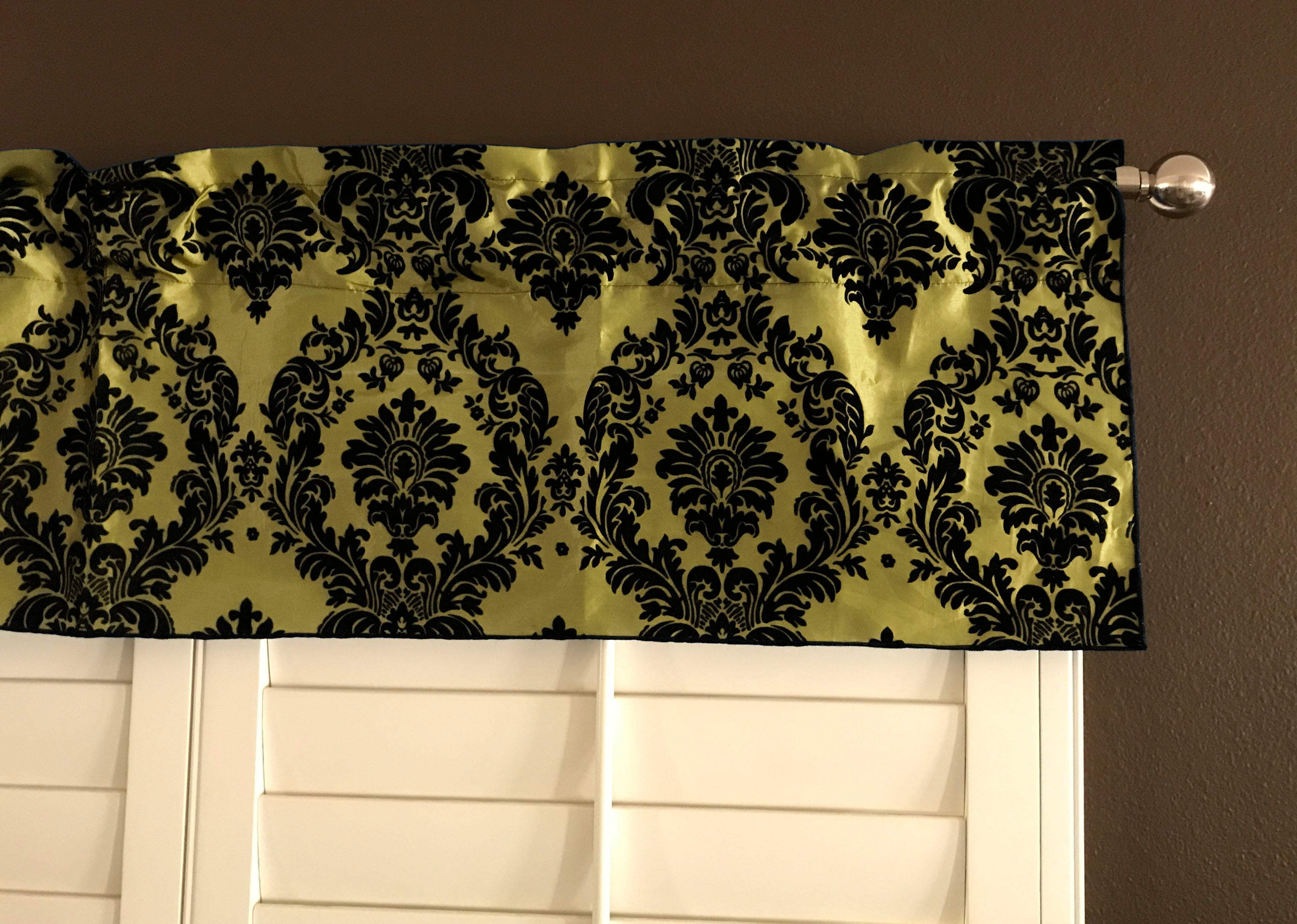 flocking damask taffeta window valance 56 wide yellow - Walmart.com
