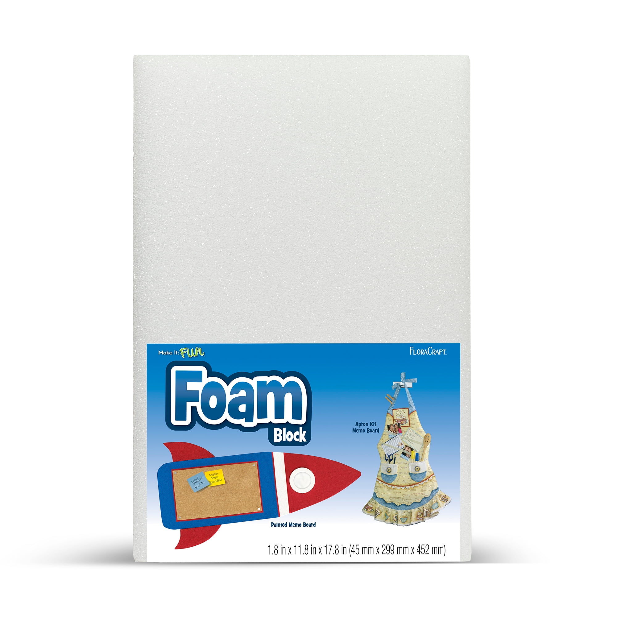 floraCraft Foam Block 1.8 inch x 11.8 inch x 17.8 inch White - Walmart.com