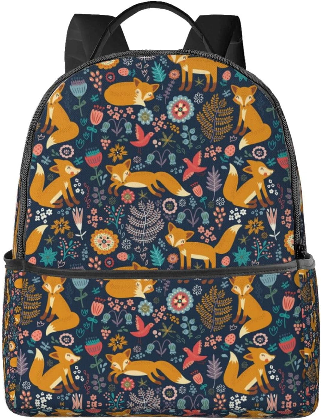 floral fall leaves fox pattern Backpack Lightweight Anti-Theft ...