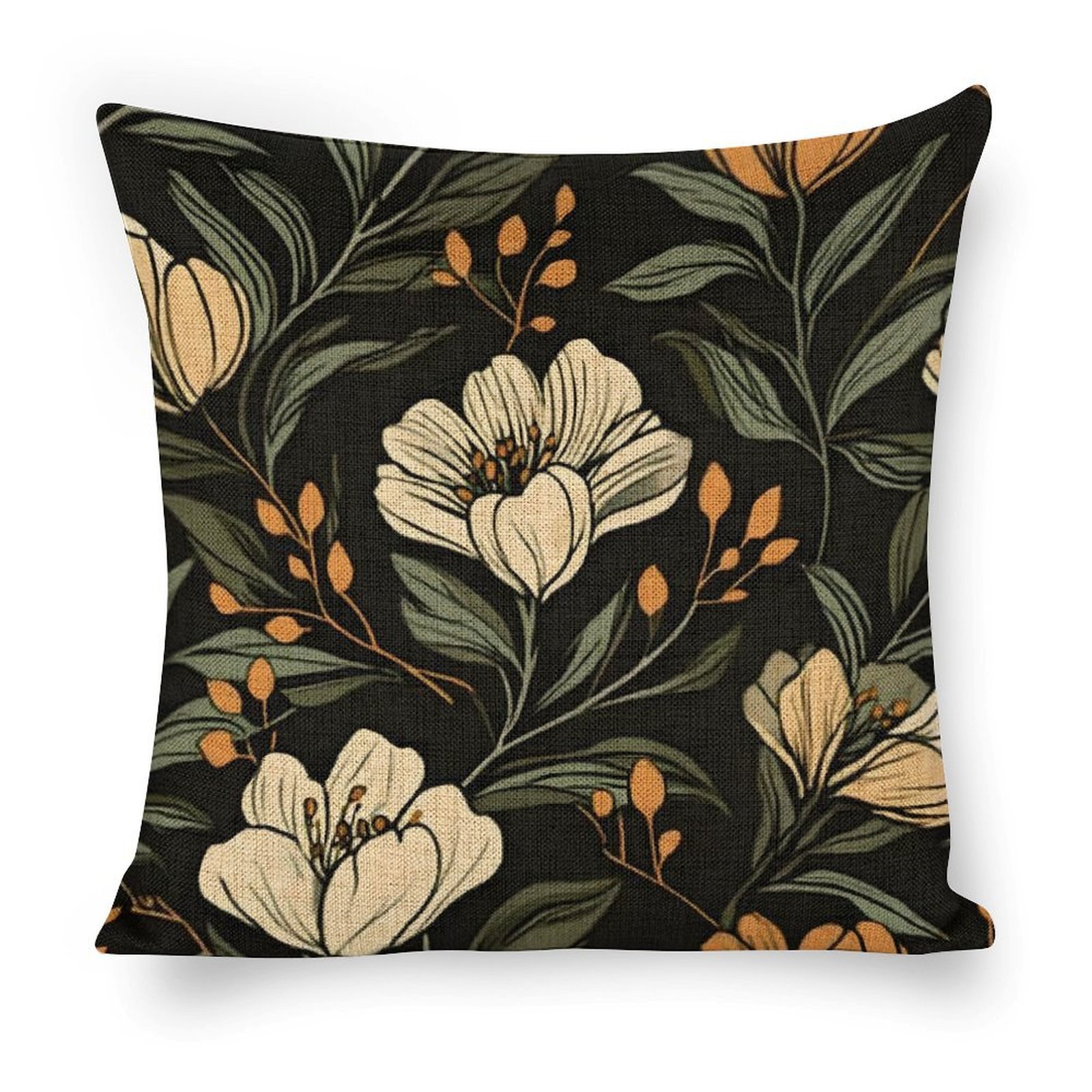 floral pattern leaves Linen toss pillowcase decoration pillowcase ...