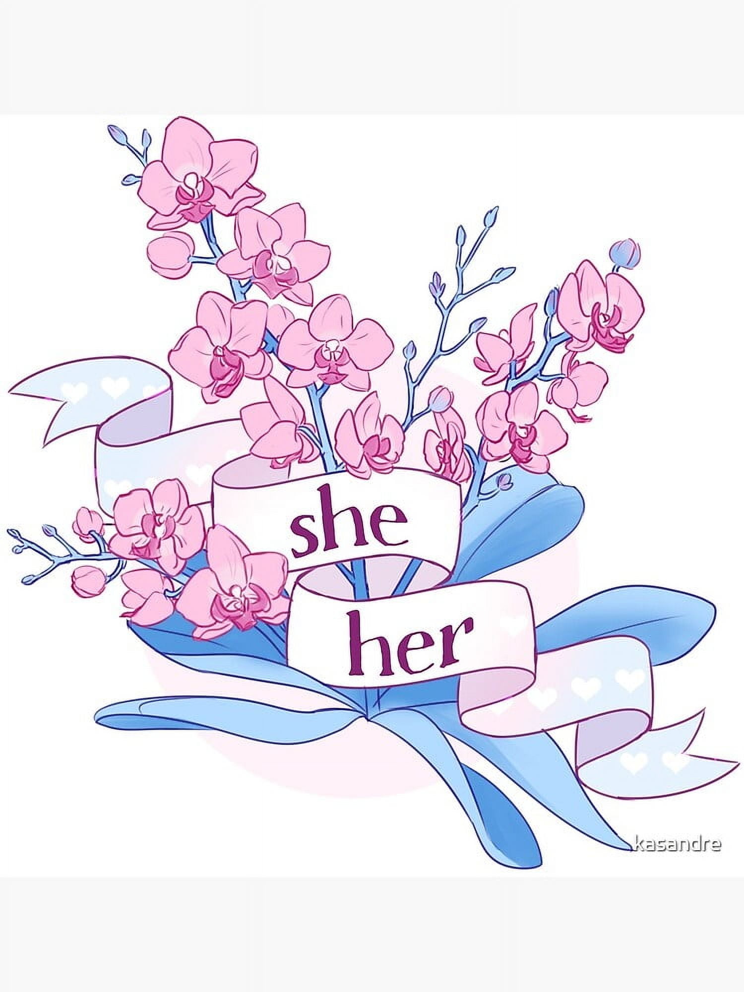 floral she/her pronouns Modern Art Decor Unframe - Walmart.com