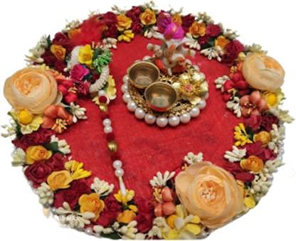 florybliss traditinal Decorative Pooja thali and 1 tilak stick and 1 ...