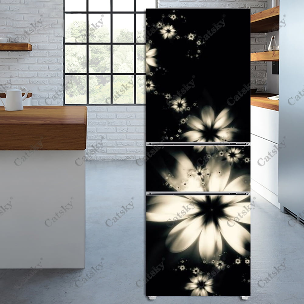 flower Fridge Stickers Fridge Door Sticker Stickers Floral Vinyl ...