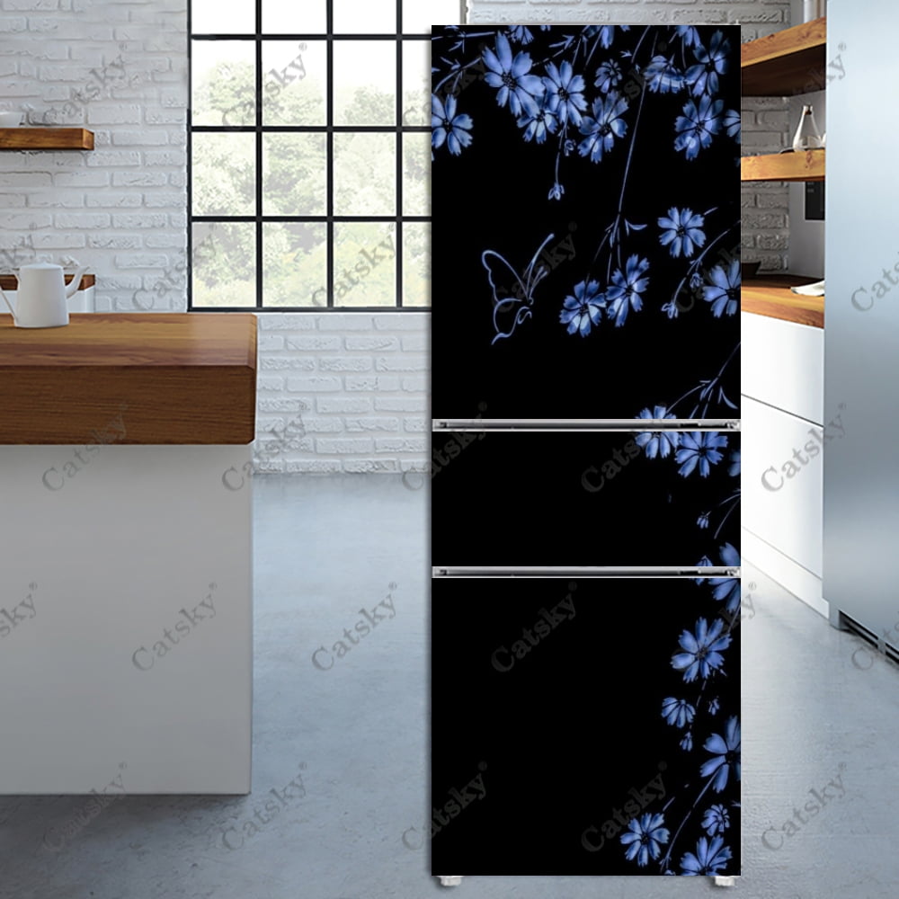 flower Fridge Stickers Fridge Door Sticker Stickers Floral Vinyl ...