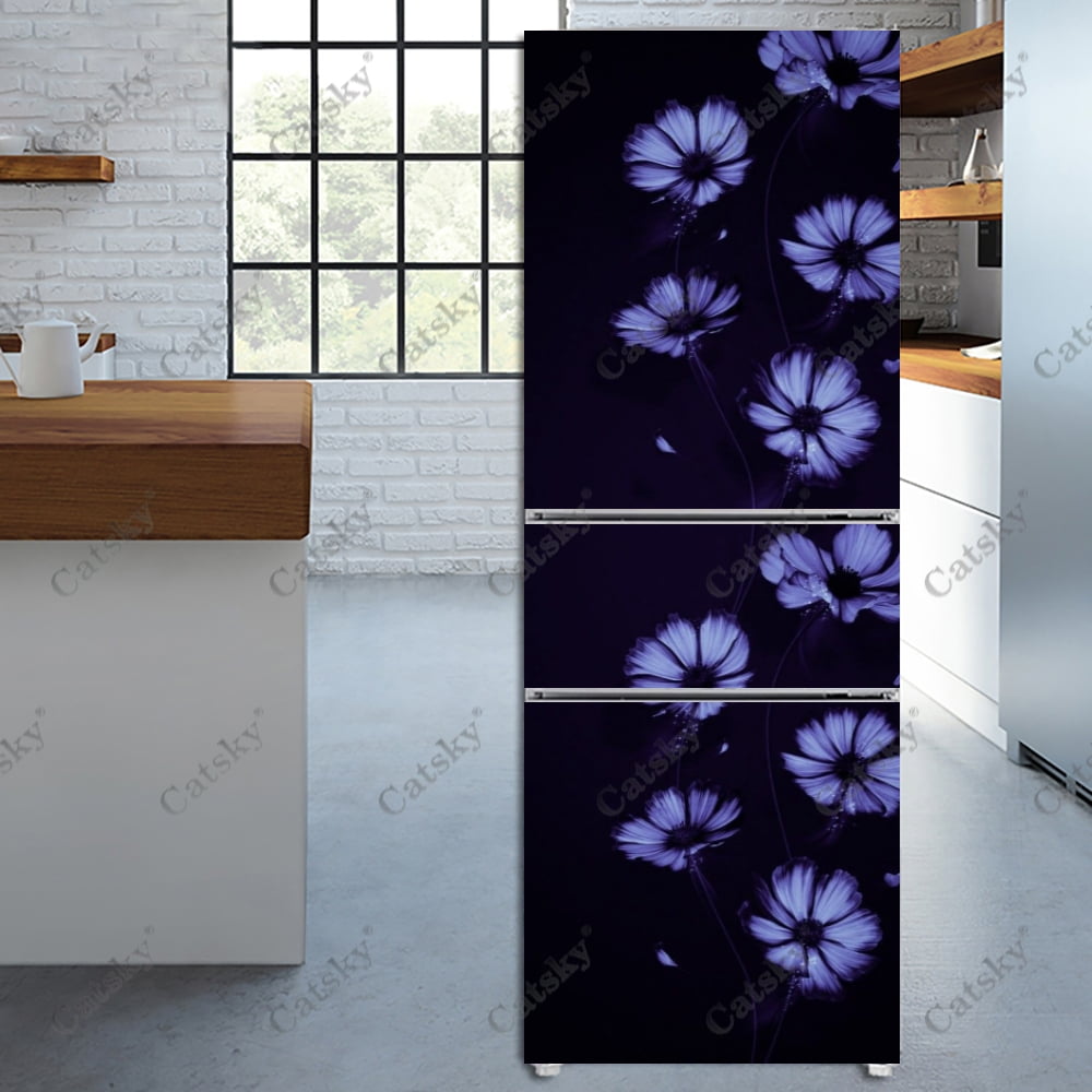 flower Fridge Stickers Fridge Door Sticker Stickers Floral Vinyl ...