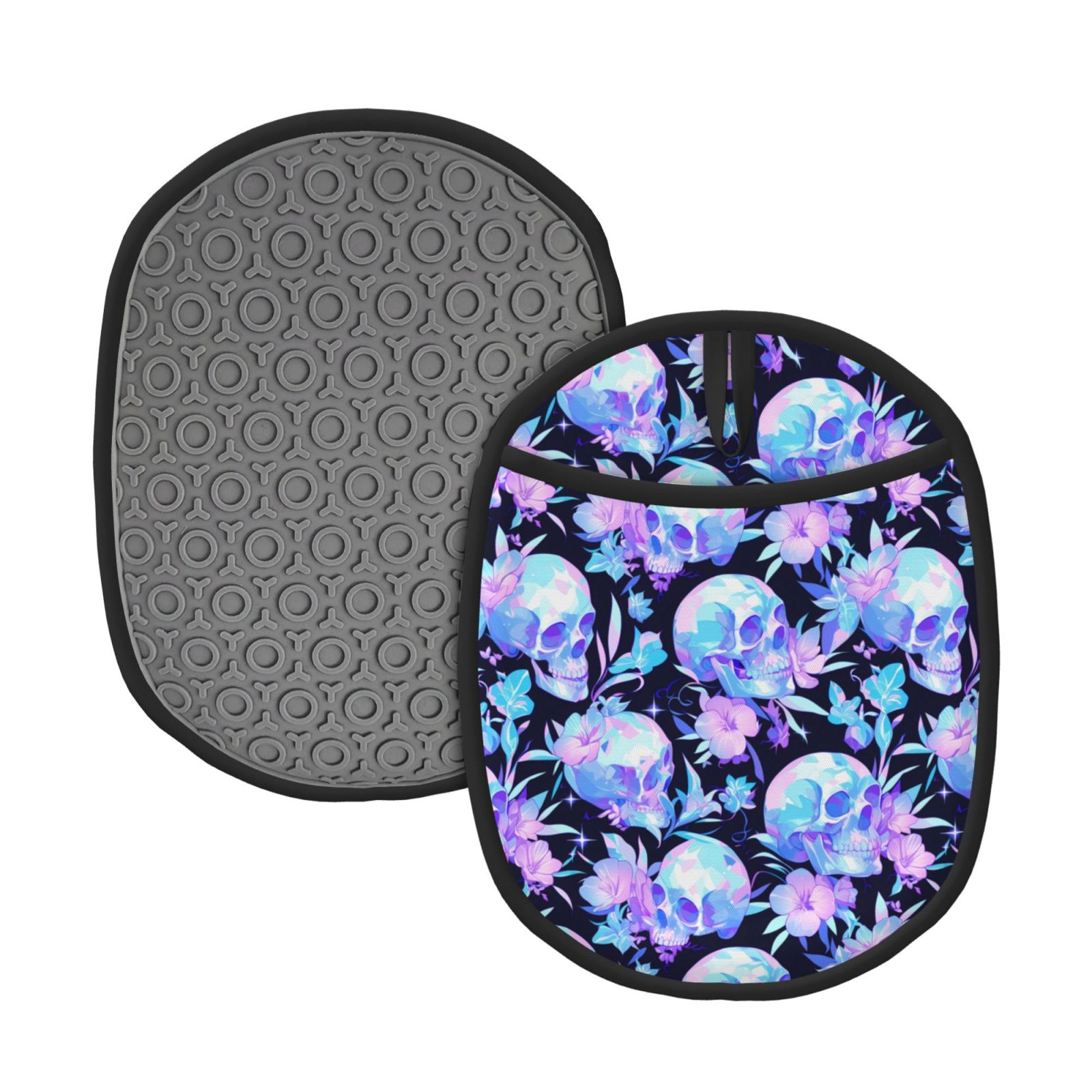 flower Skull star Pot Holders for Kitchen - Heat Resistant Oven Mitts ...
