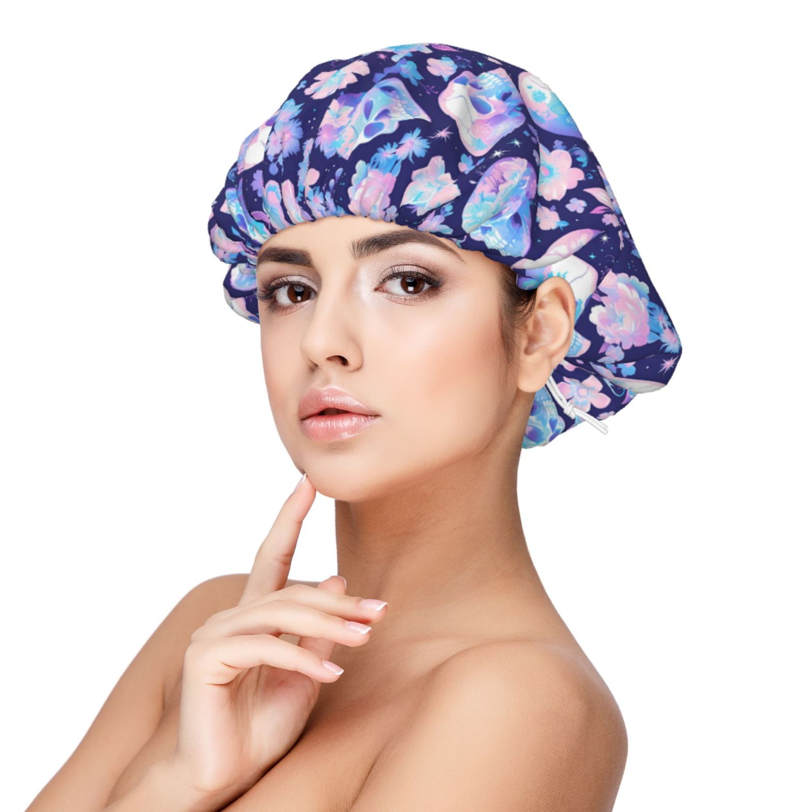 flower Skull starry sky Silk Bonnet for Sleeping Women Men, Adjustable ...