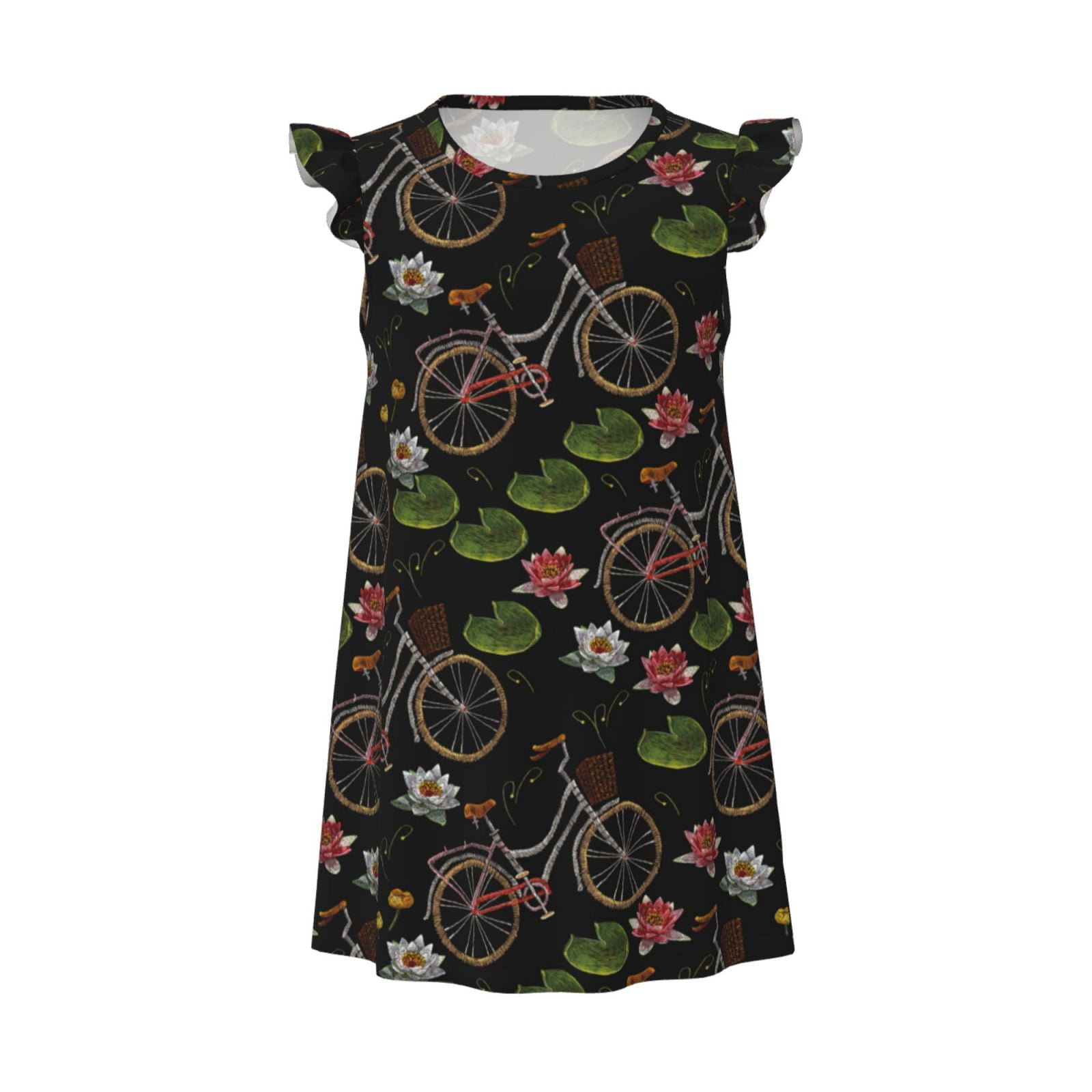 flower bike Girls Nightgowns, Flutter Sleeve Pajamas Nightdress Sleepwear Toddler Pajamas for ...