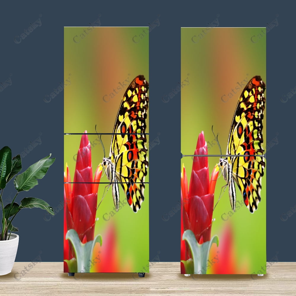 flower butterfly Refrigerator Stickers Home Decor Kitchen Murals DIY ...