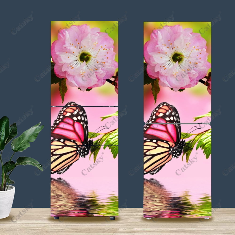 flower butterfly Refrigerator Stickers Home r Kitchen Murals DIY Wall ...