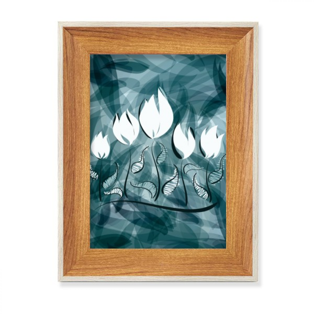 flower hand painted desktop wooden photo frame display picture art ...
