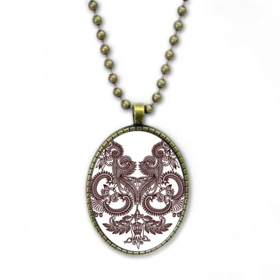flower s symmetry art grain outline necklace vintage chain bead pendant ...
