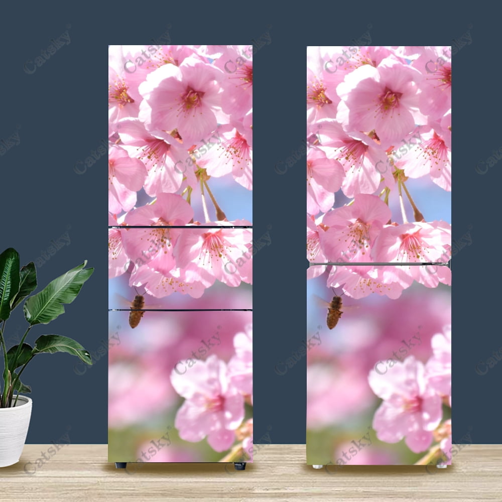 flower sakura Refrigerator Stickers Home Decor Kitchen Murals DIY Wall ...