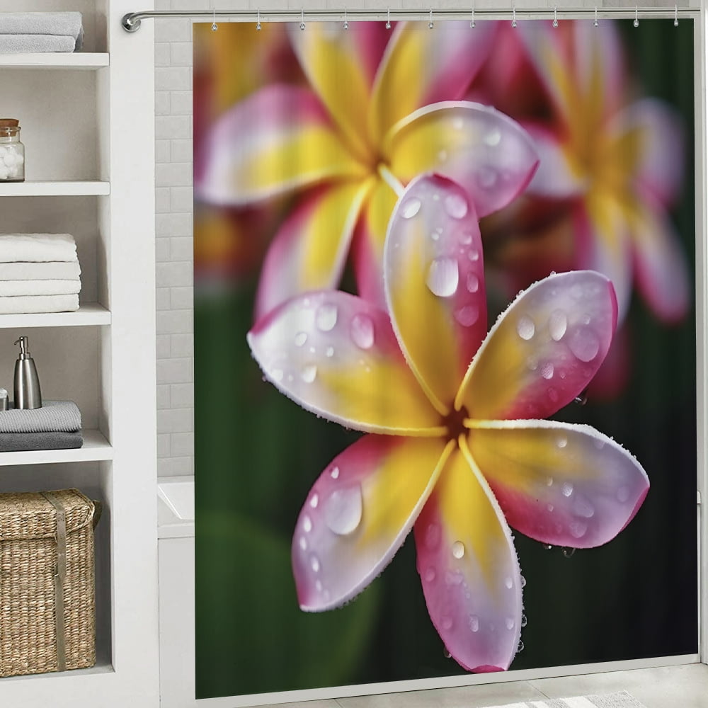 flowers water droplets macro photography waterproof shower curtain ...