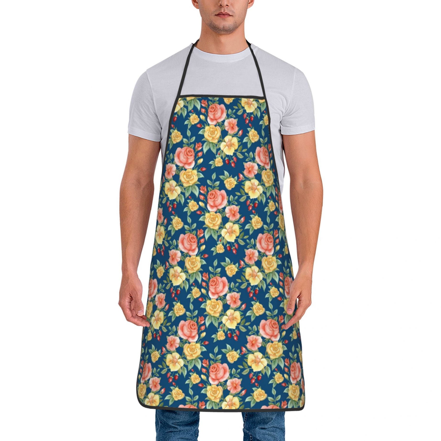 flowers watercolor wallpaper roses Aprons for Women Men Waterproof ...