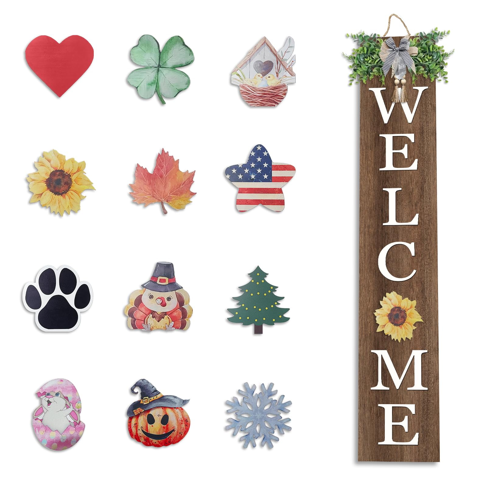 flowtorely Interchangeable Outdoor Welcome Sign for Front Porch ...