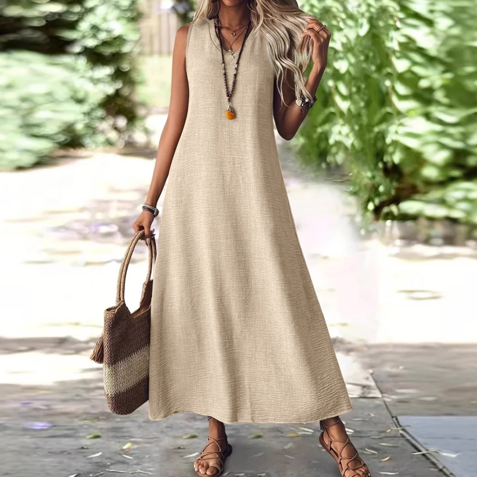 flowy beach dressWomen'S Cotton Linen Dress,Lightweight And Elegant ...