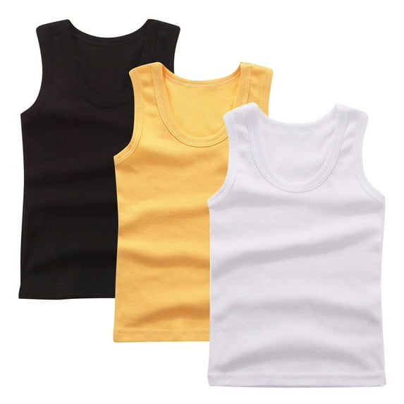 flyskyup Boys Tank Tops 3 Pack Cotton Shirt Sleeveless Soft Breathable ...