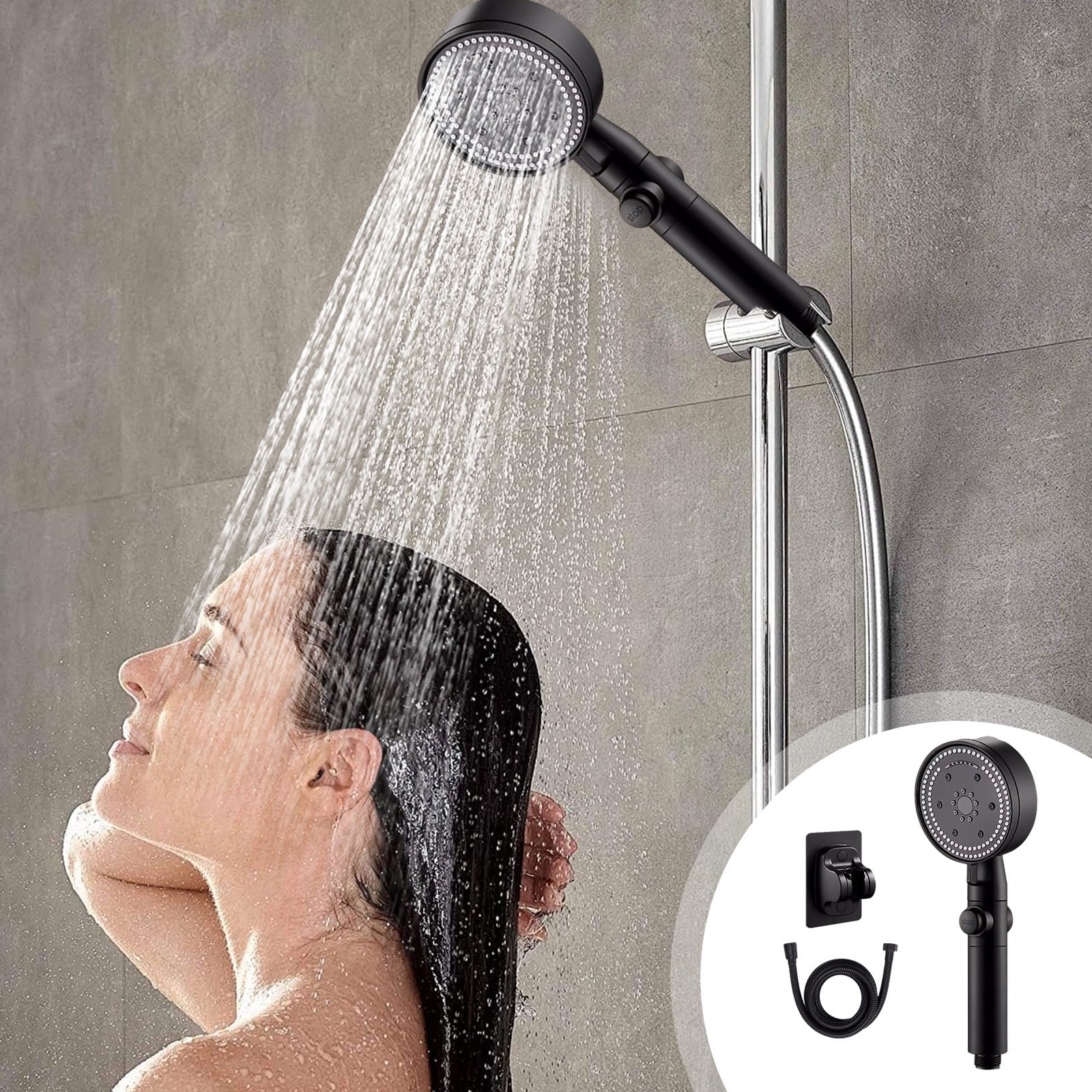 flyskyup High Pressure Handheld Showerhead 8 Spray Modes Easy Install ...