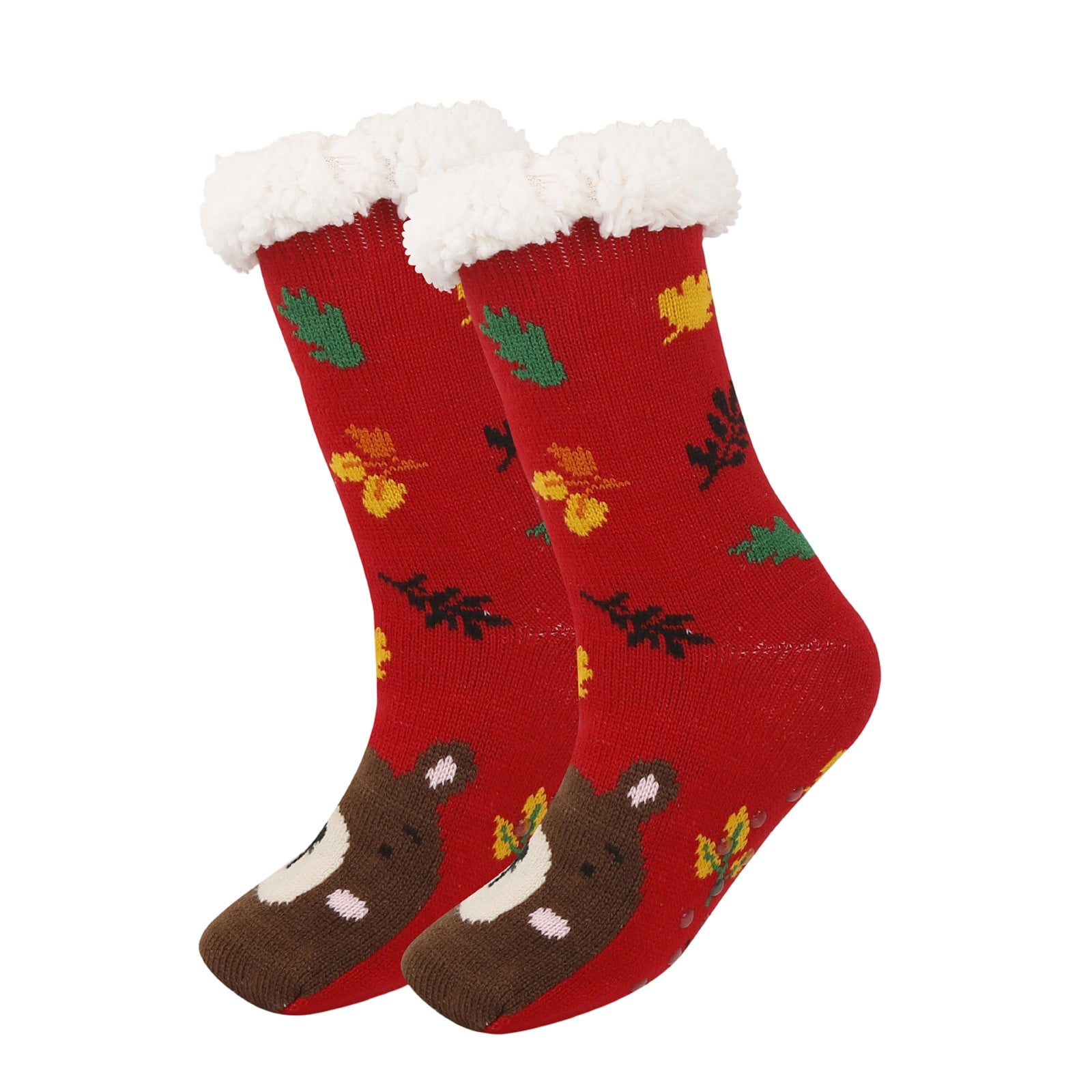 flyskyup Slipper Socks for Women with Grippers Winter Thick Fuzzy Warm ...