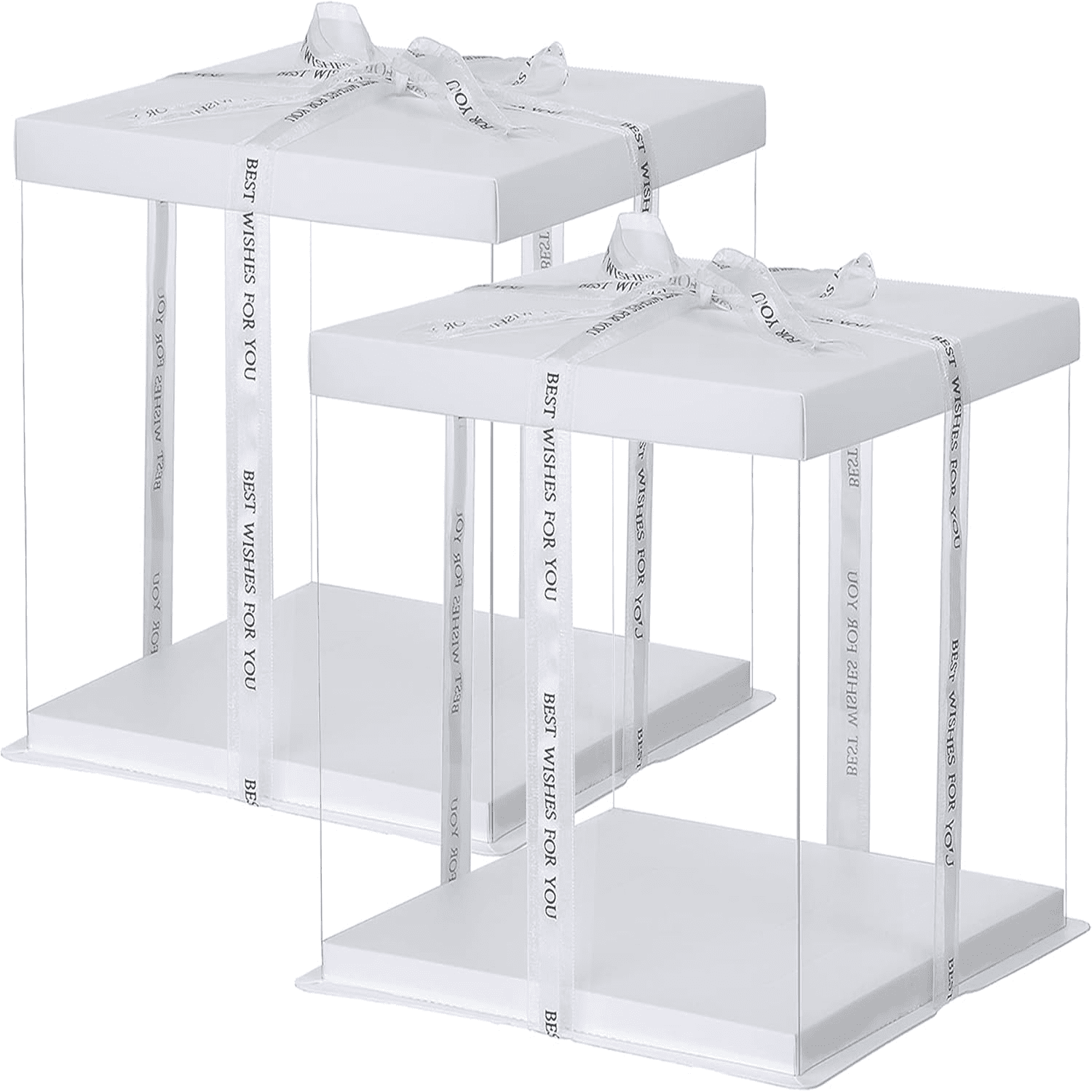 foisdhs 6Pcs Tall Cake Boxes Clear cake with Ribbon 12x12x 10inch Ideal ...