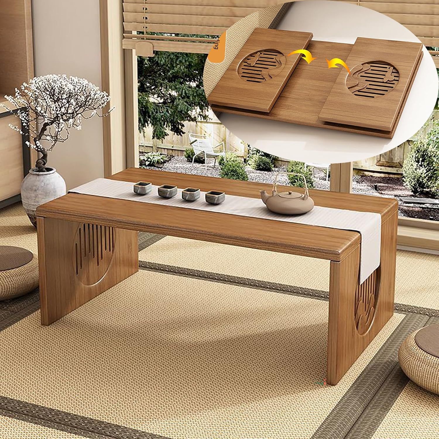 foldable japanese floor table solid wood japanese coffee table no ...