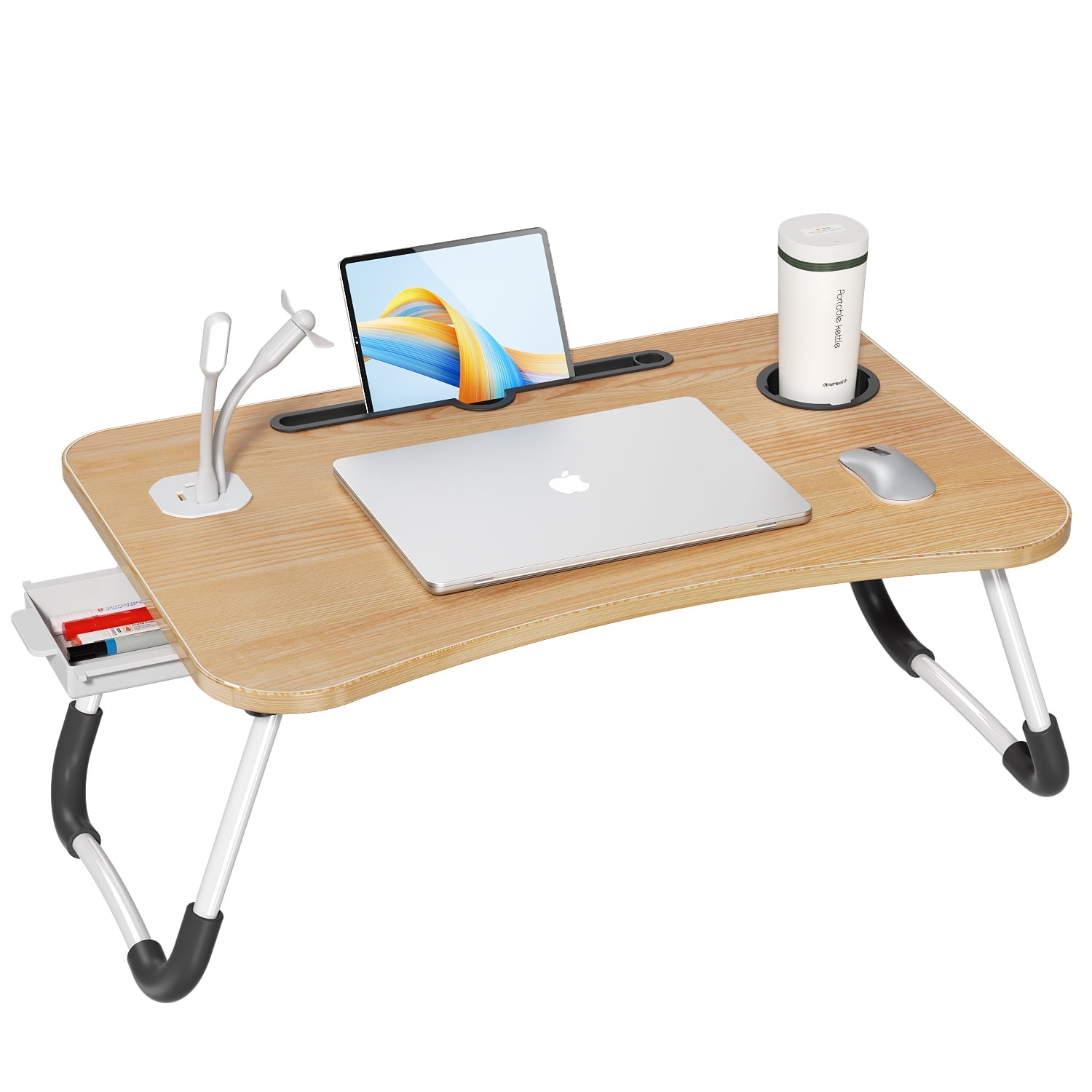 "Cshidworld Foldable Bed Desk, Portable Laptop Table with 4 USB Ports ...