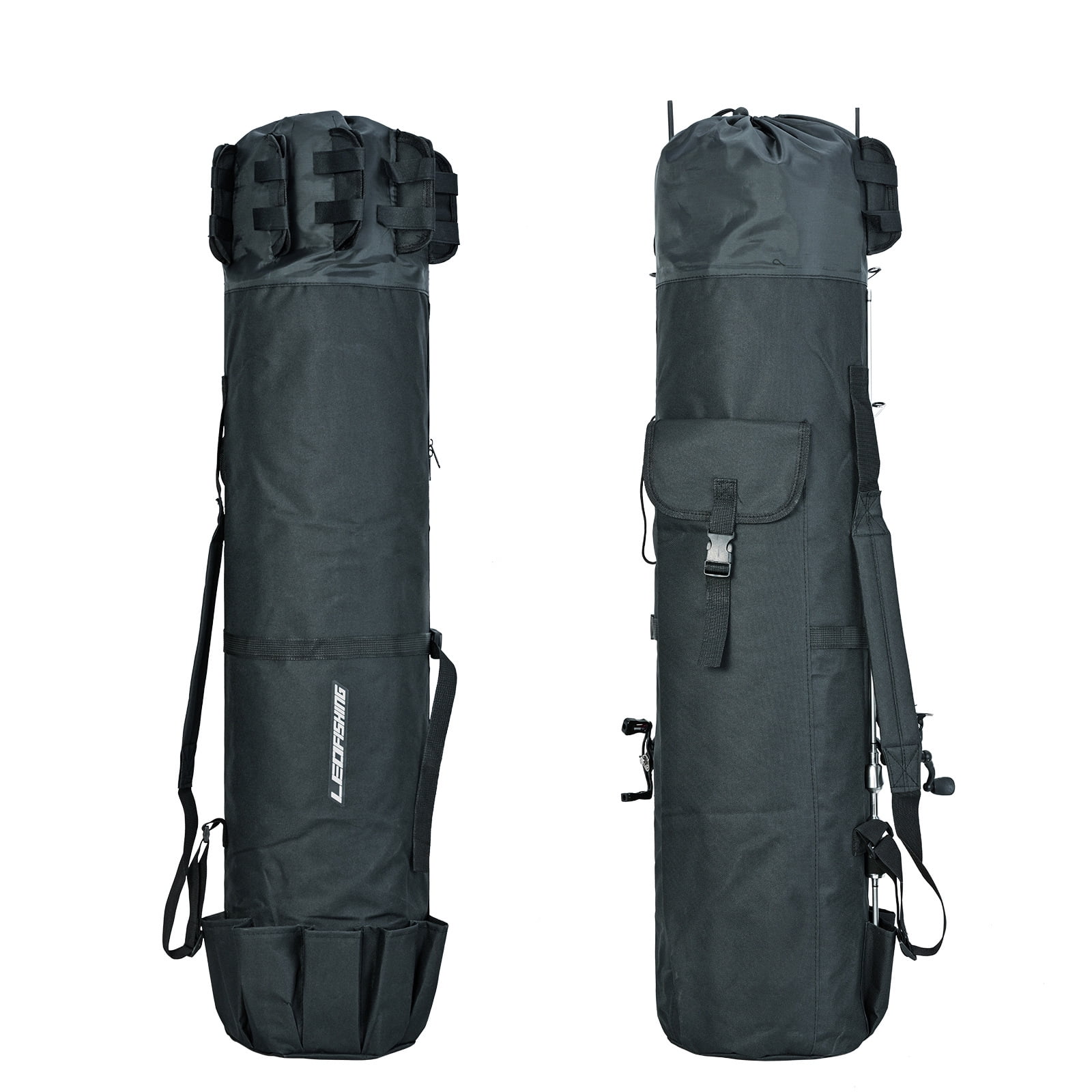 [folding cylindrical fishing rod bucket bag] drawstring fishing bag ...