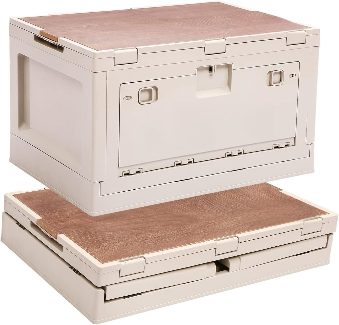 folding storage box with Wooden cover,for camping,car storage, home ...