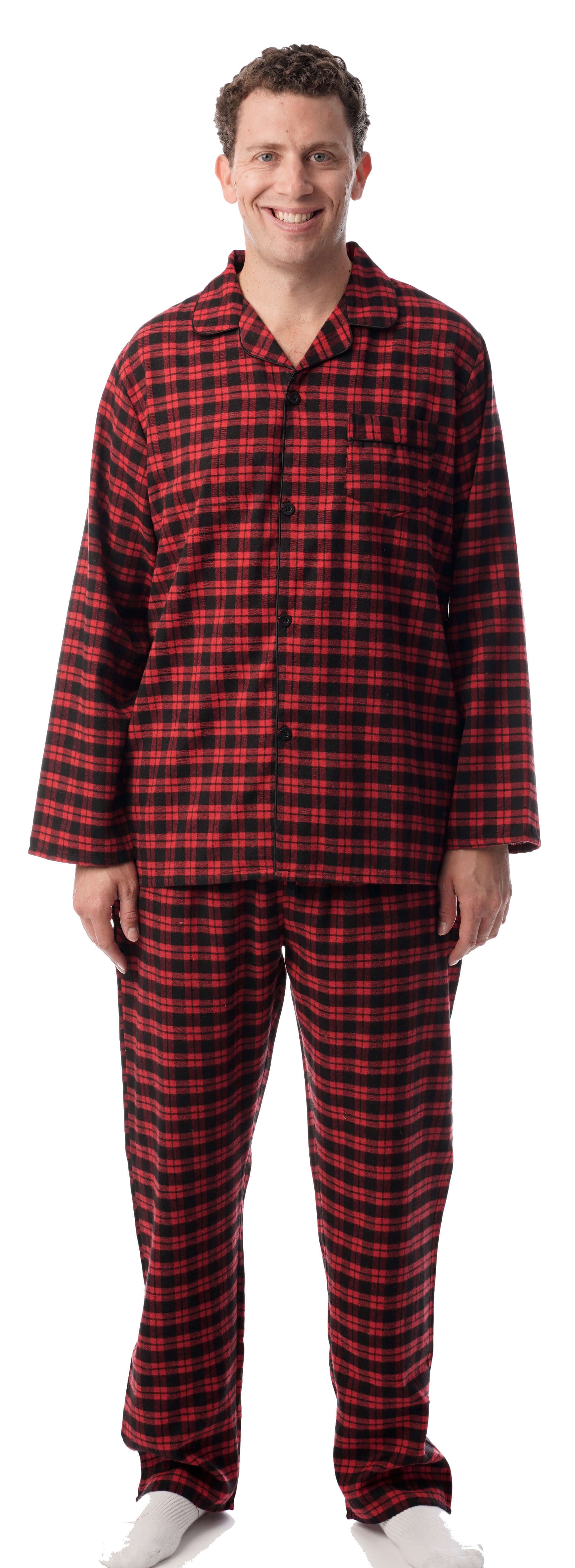 #FollowMe Mens Plaid Button-Front Flannel Pajama Set Classic ...