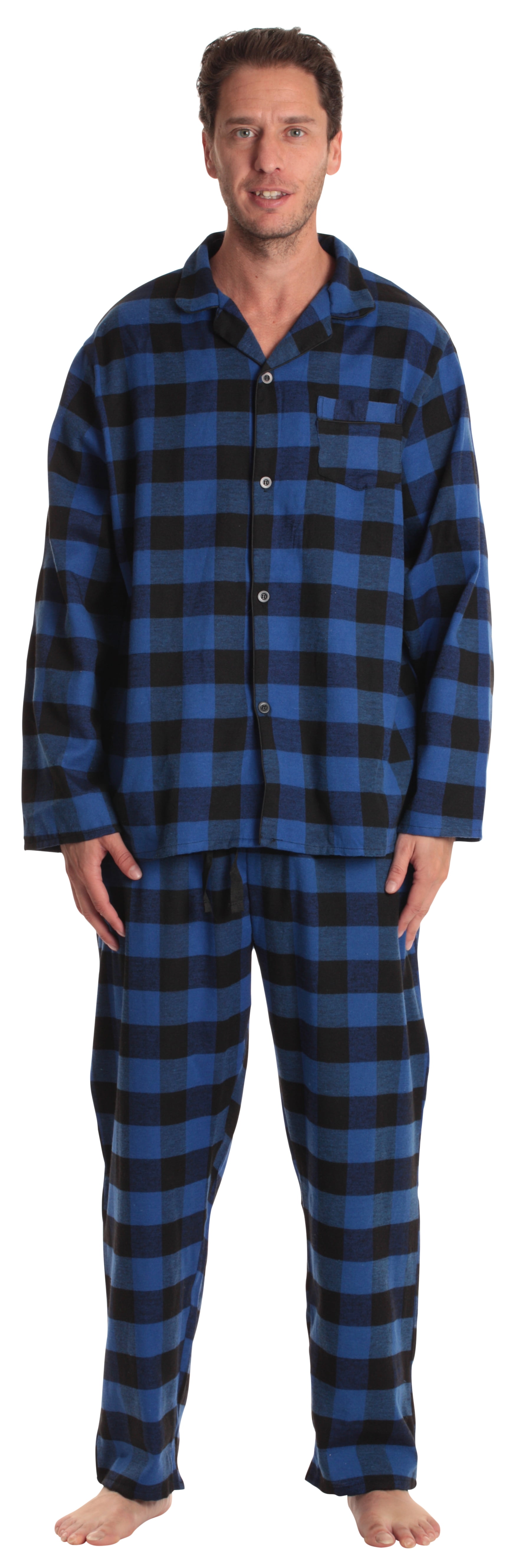 #FollowMe Mens Plaid Button-Front Flannel Pajama Set Classic ...