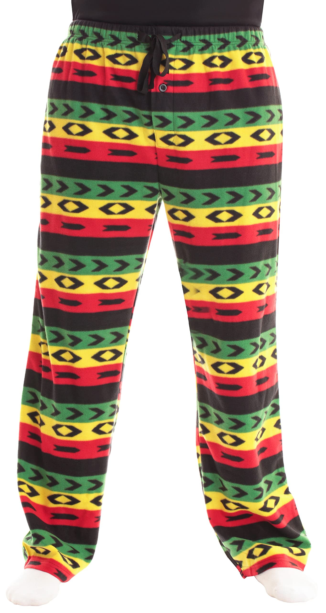 #followme Polar Fleece Pajama Pants for Men Sleepwear PJs (Rasta Tribal ...