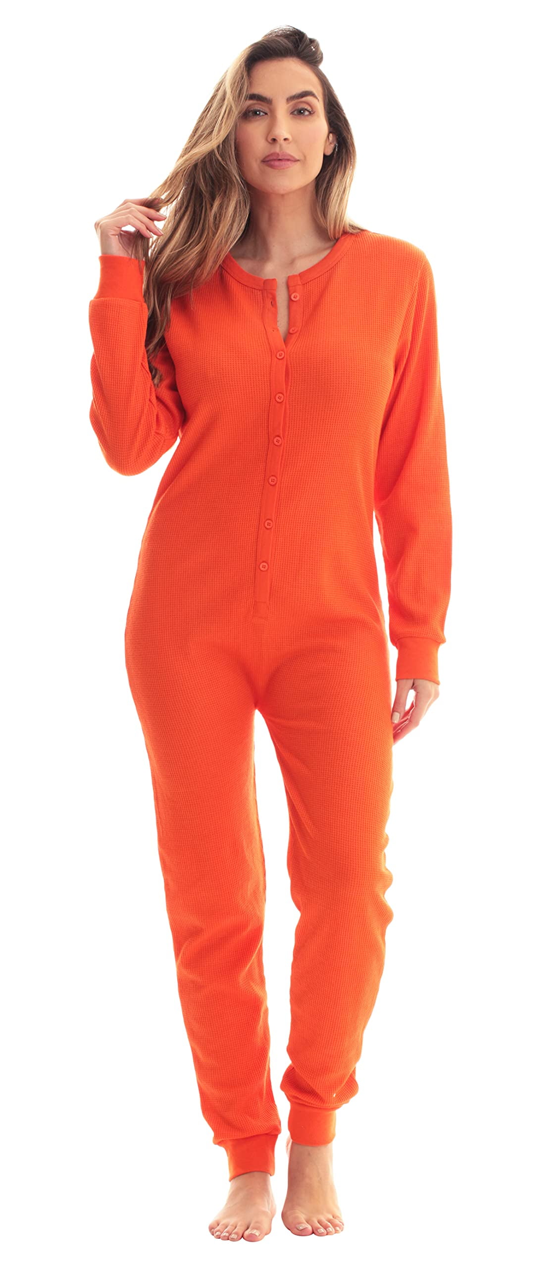 #followme Women's Thermal Henley Onesie - Soft and Cozy Union Suit for ...