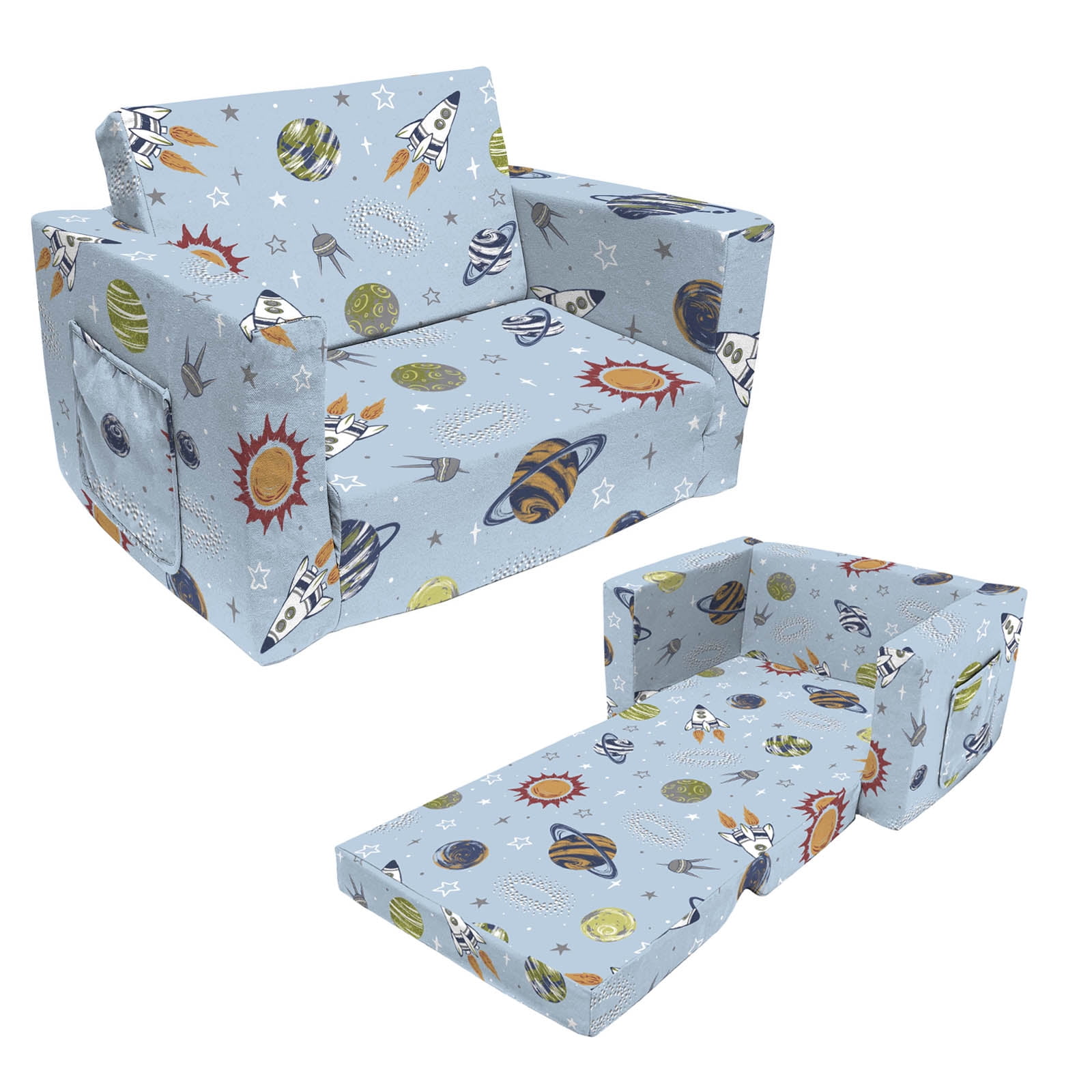 Fond + Found Kids Sofa Couch, 2-in-1 Convertible, Foldable Mini Kiddie ...