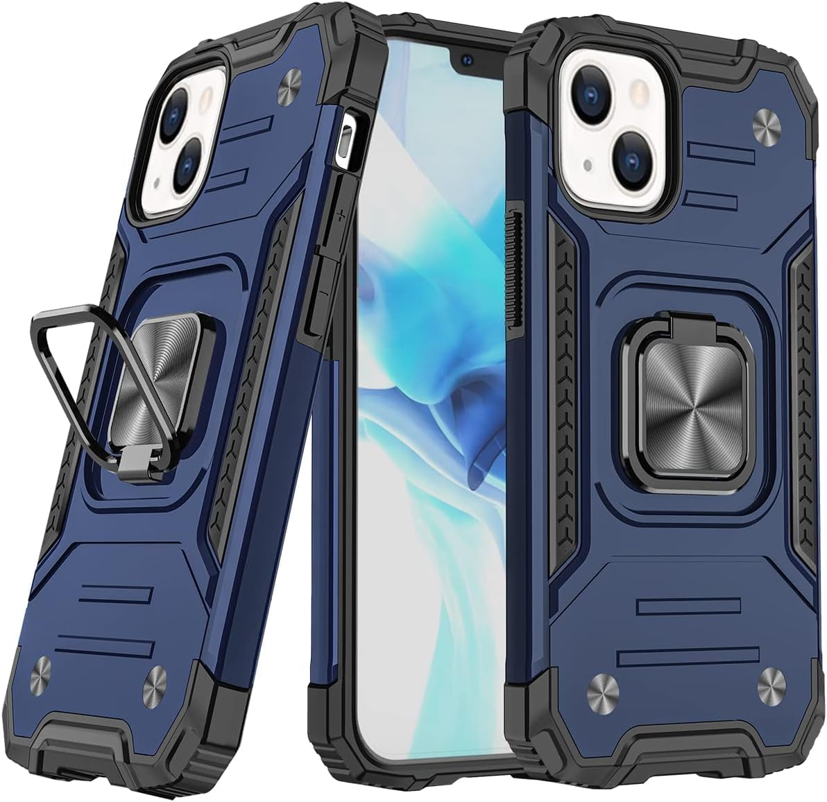 for Apple iPhone 14 Case with Metal Kickstand, Slim Fit Durable ...