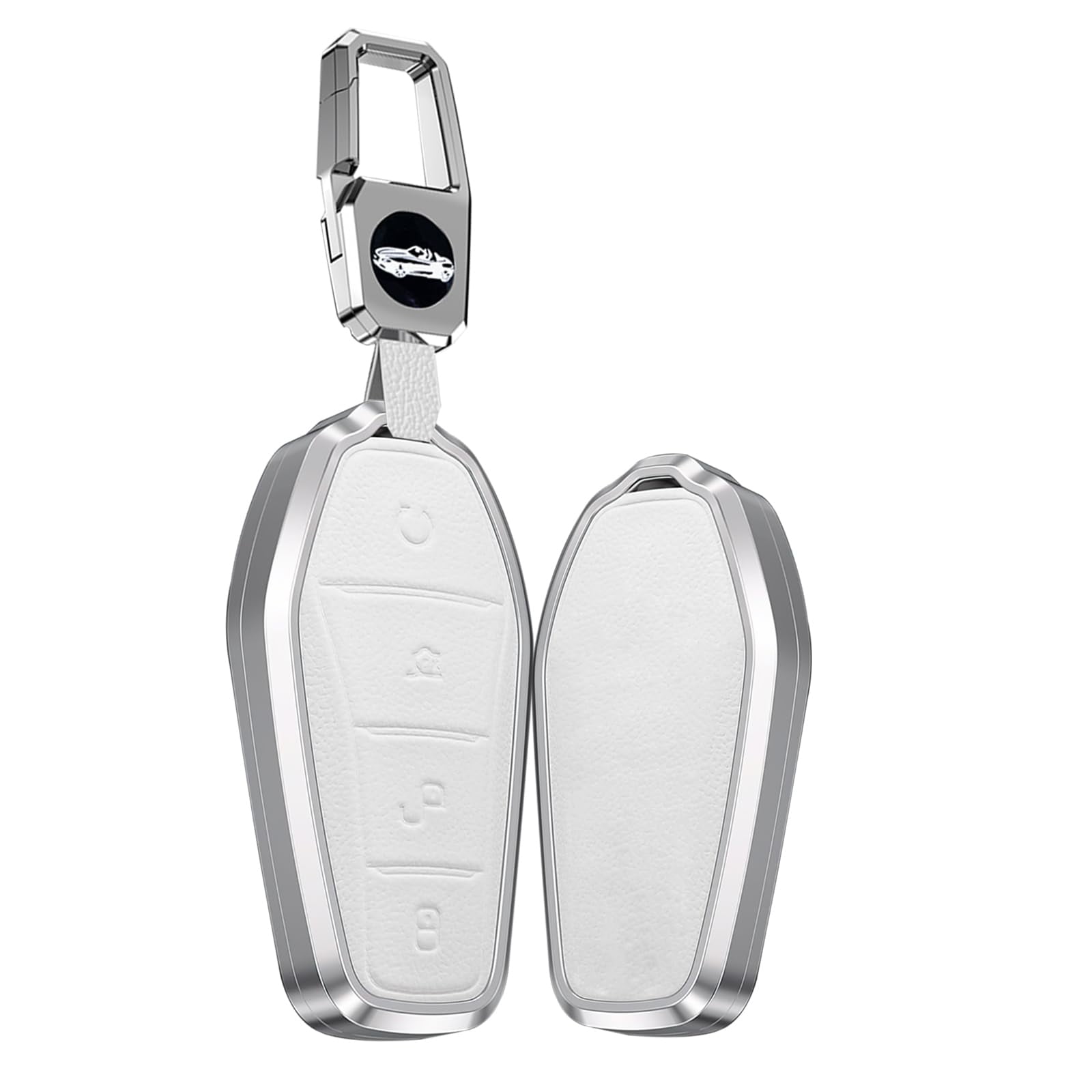 for BYD leather Key Fob Cover 4 Button Aluminum alloy Key Shell Fit For ...