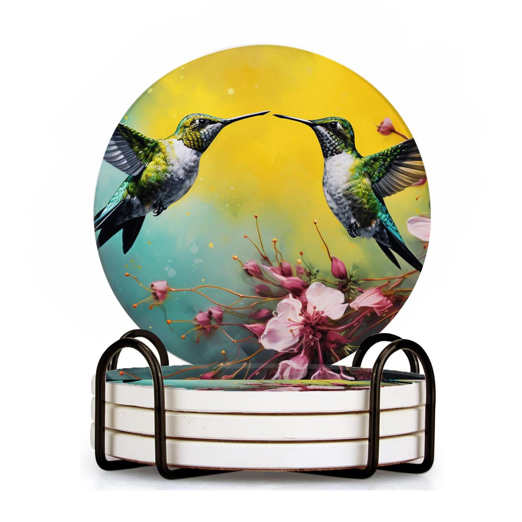 for Bird Drink Coasters with Holder,Non-Slip Coasters Set of 4,Ceramic ...