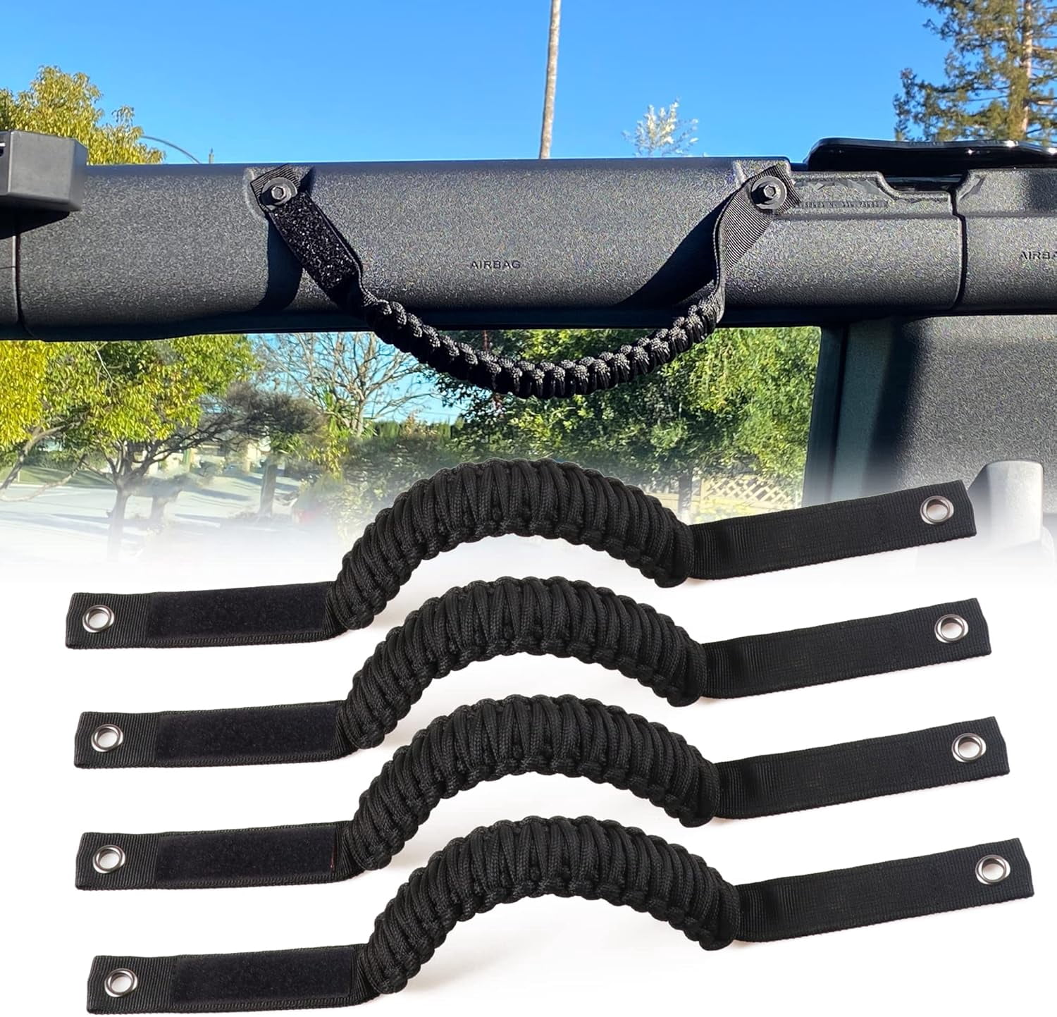 for Bronco Grab Handles, Paracord Roll Bar Grab Handles for 2021 2022 ...
