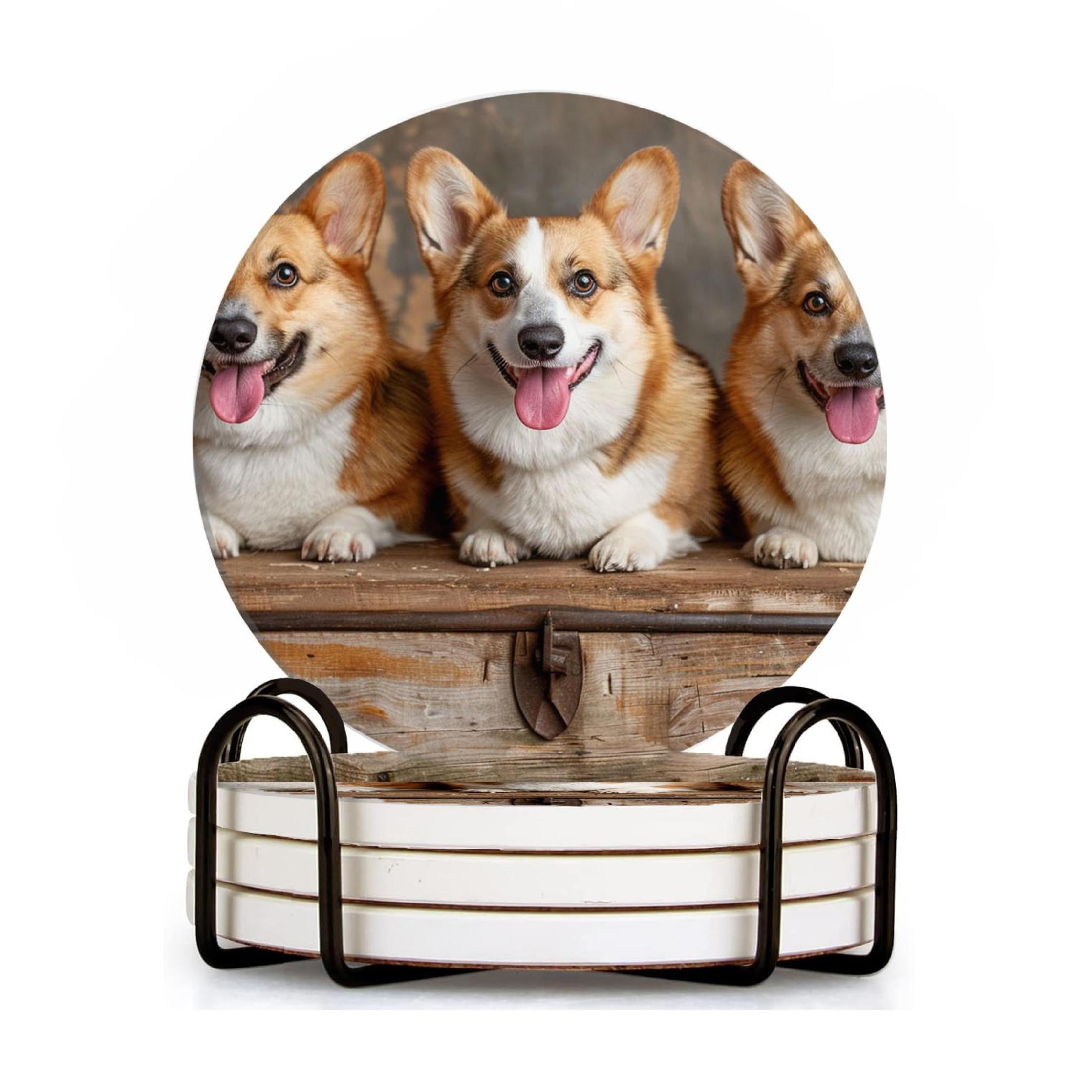 for Dog Drink Coasters with Holder,Non-Slip Coasters Set of 4,Ceramic ...