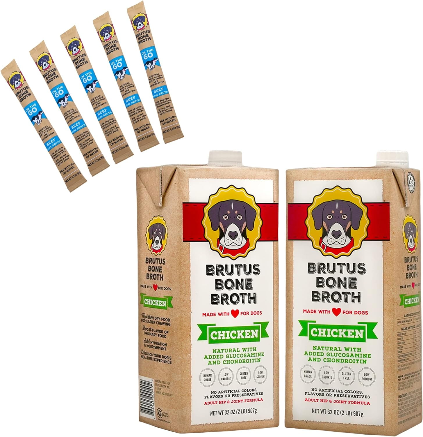 for Dogs (Chicken, 2-Pack) and Brutus On The Go Instant Bone Broth (Beef, 5-Pack) - Walmart.com